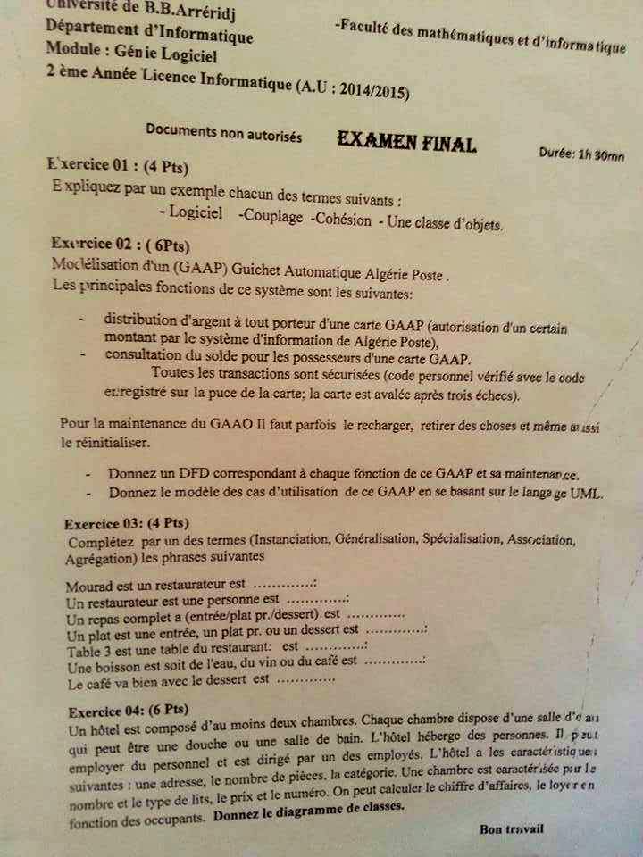 Génie logiciel | Université de El Bachir el Ibrahimi « Informatique 2 ...