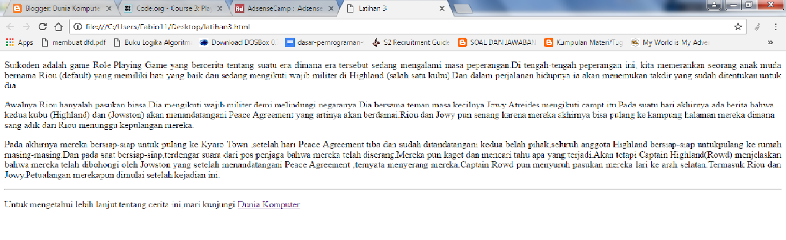 Membuat Link Dalam Website