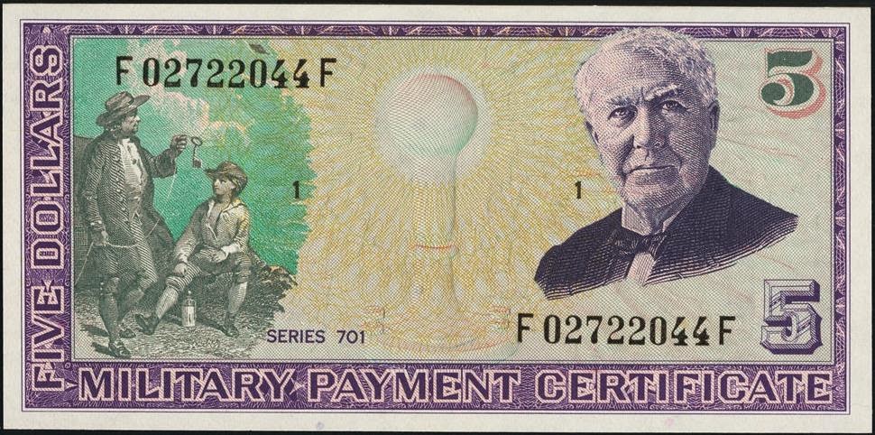 United States 5 Dollars Military Payment Certificate, Series 701|World ...
