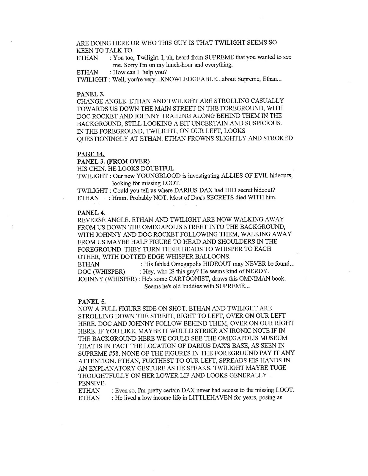 Alan Moore's Forgotten Awesome: Youngblood #3 script