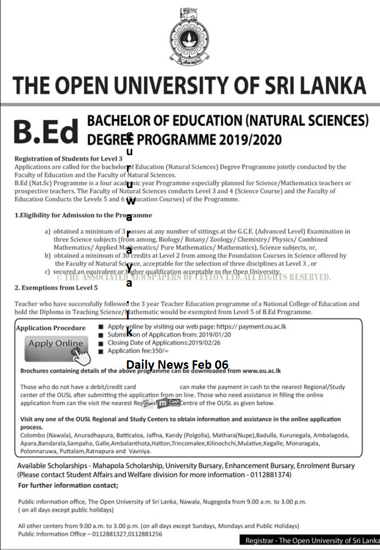 BEd (Natural Science) Open University - Teacher