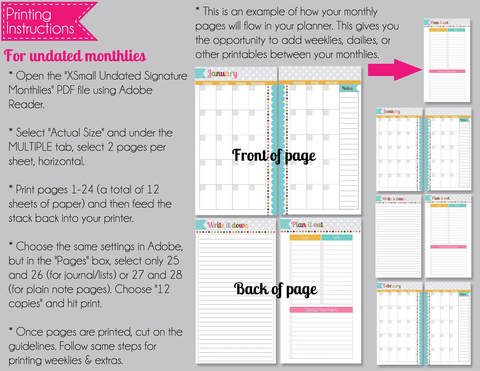 The Polka Dot Posie: NEW X-Small Personal Size Planner Pages for Your ...