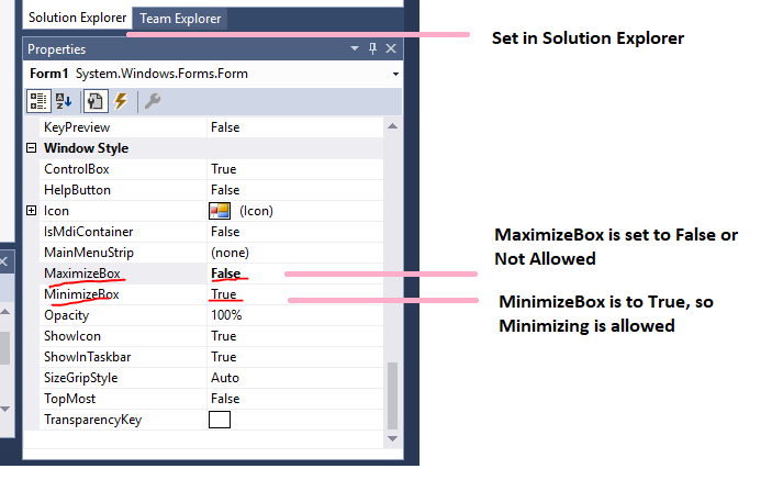 Disable Maximize and Minimize control in a form using Visual Studio