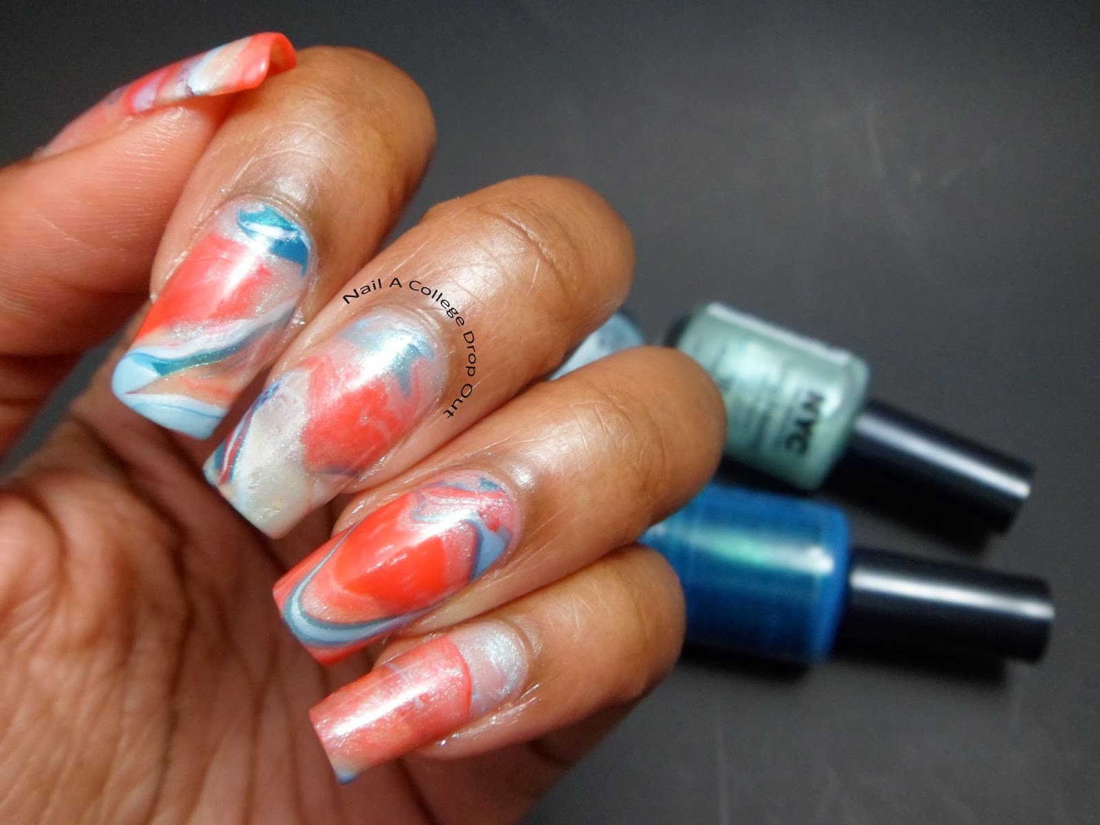 Nail A College Drop Out: New York Color Water Marble