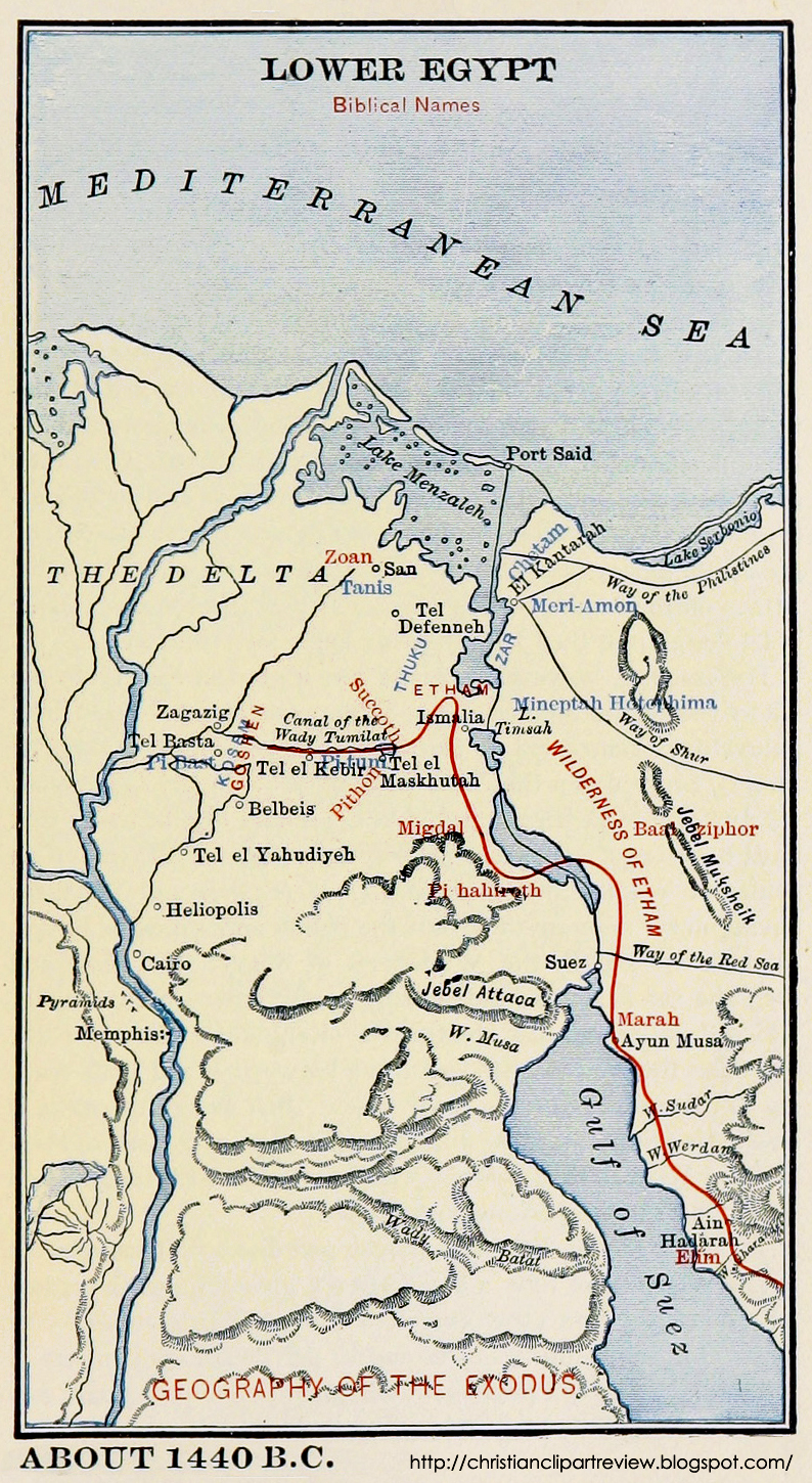 Map of Lower Egypt, About 1440 B.C. | Christian Clip Art Review