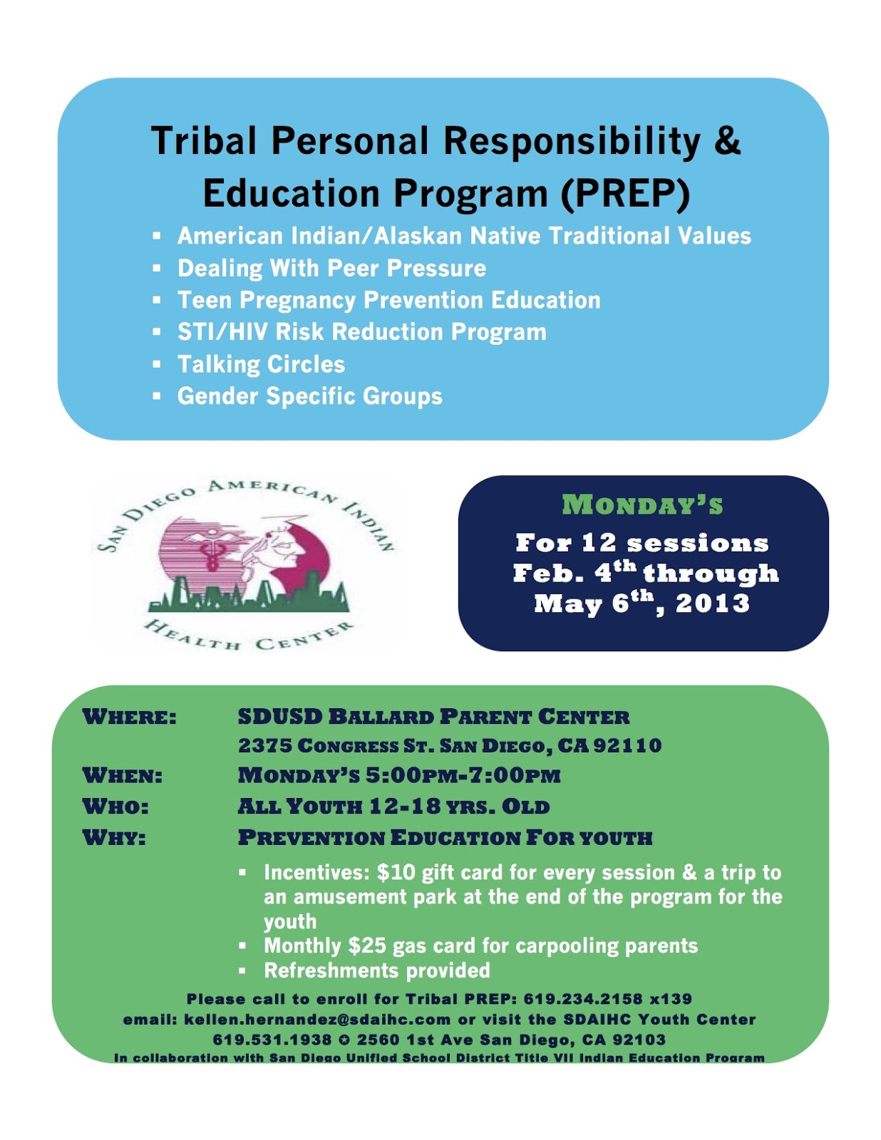 San Diego American Indian Youth Center: Tribal PREP