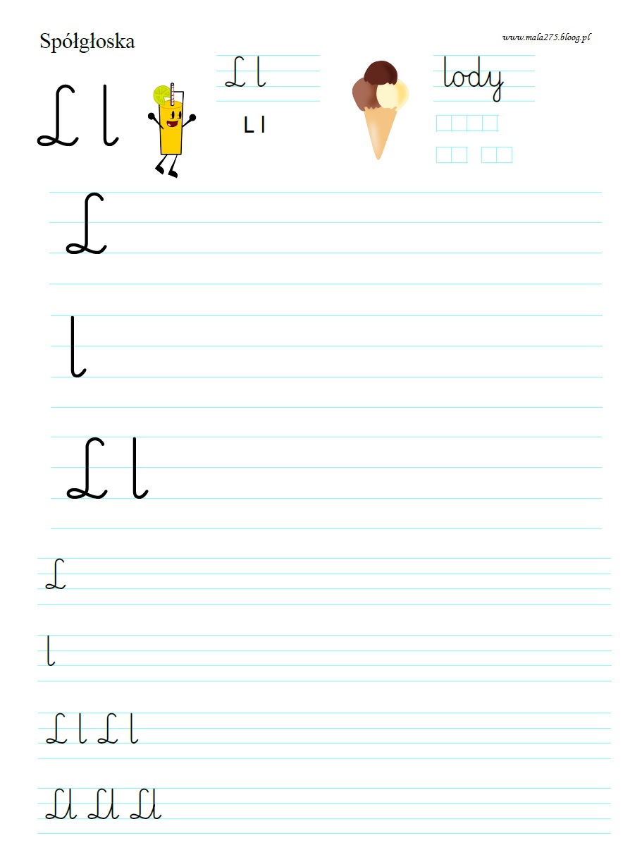 BLOG EDUKACYJNY DLA DZIECI: LITERKA L - KARTY PRACY