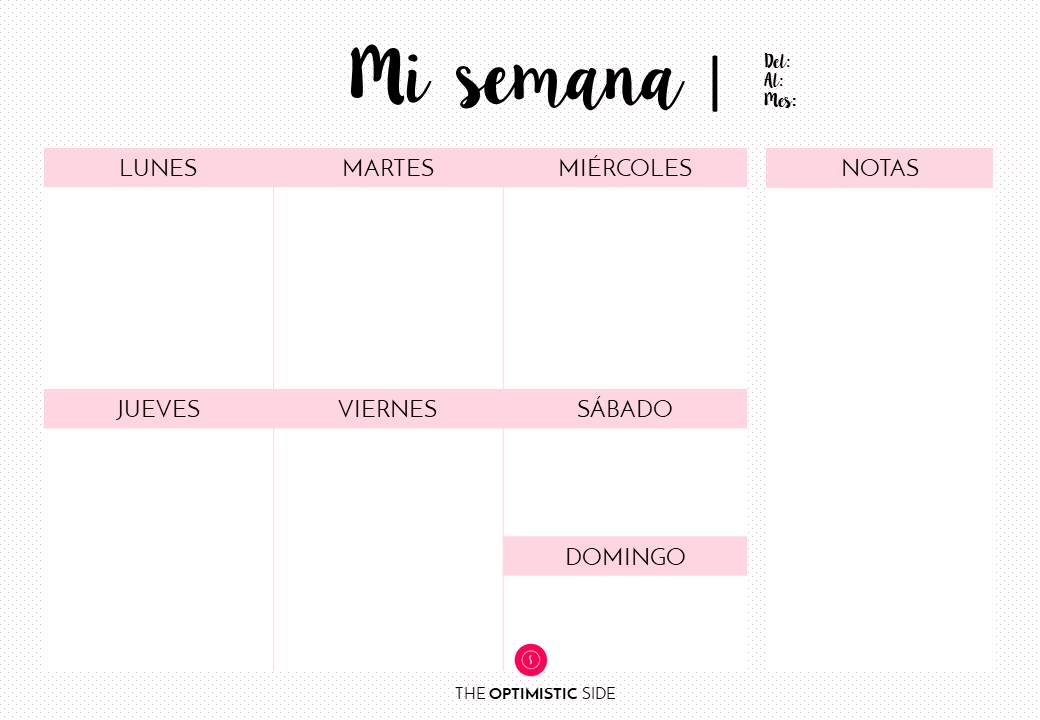 Nuevos planificadores semanales descargables gratuitos ~ The Optimistic ...