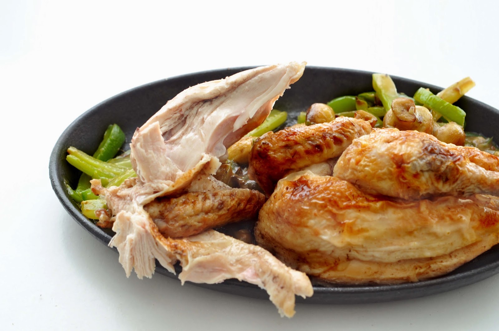 Simple Food: Crispy Poussin with Mushroom and Pepper Stir Fry Sauce