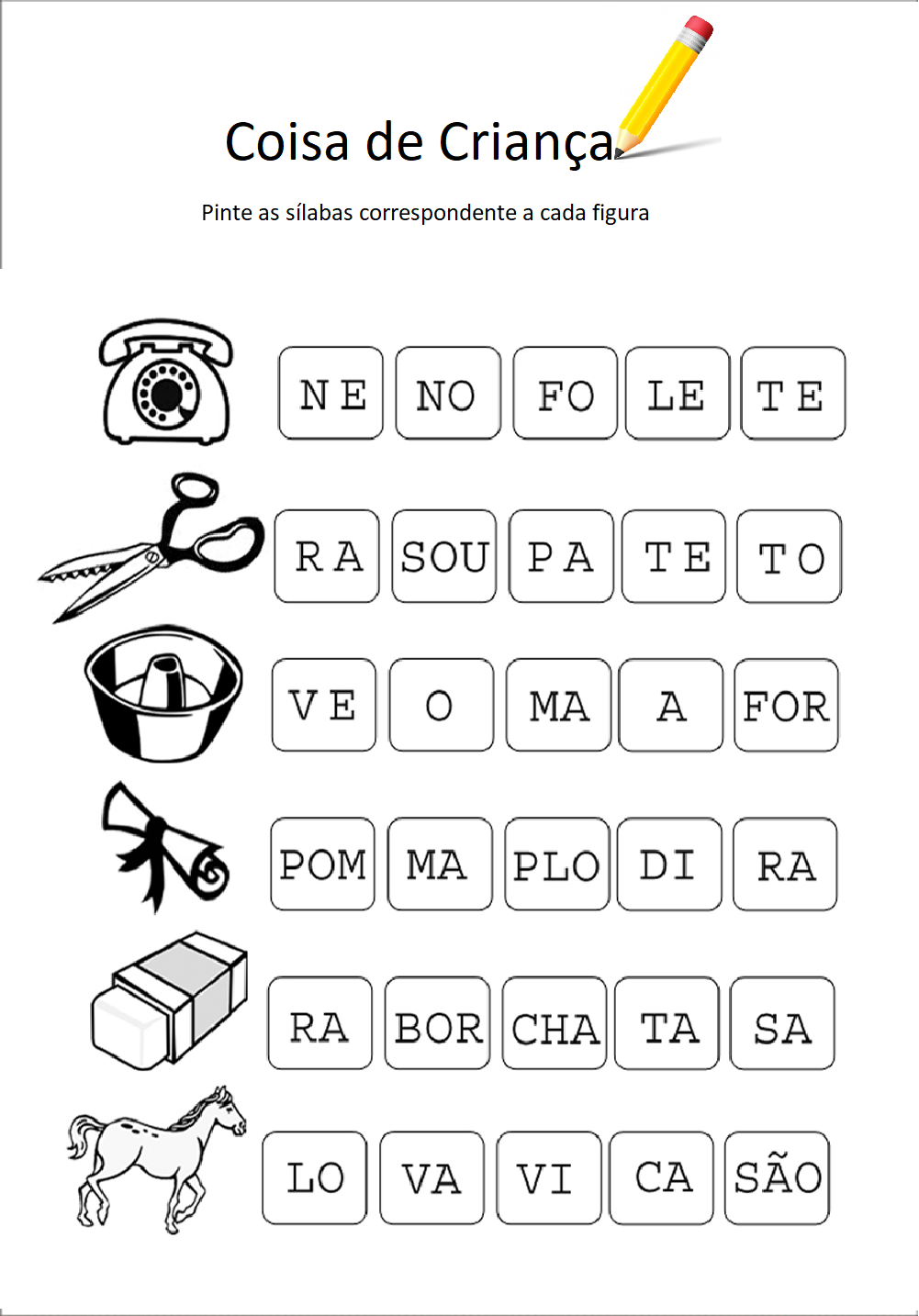 Coisa de Criança: Separando as Sílabas