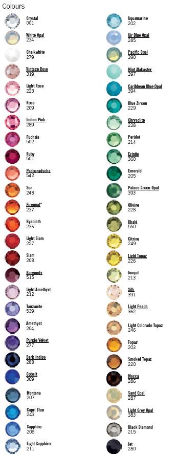 Life Memories: Swarovski Crystal Color Chart