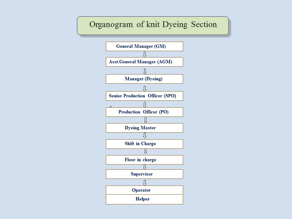 Organogram of knit Dyeing Section