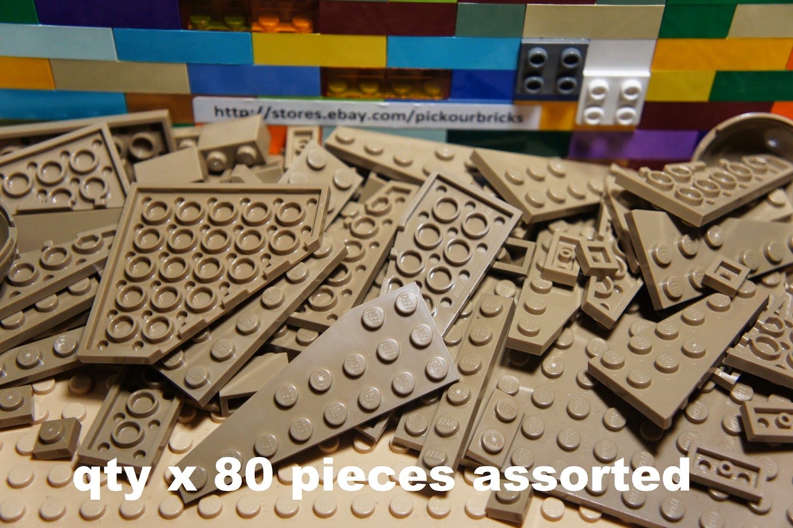 LEGO Sand Yellow / Dark Tan Assorted 80 Pcs BRICKS PLATES WINGS SPECIAL ...