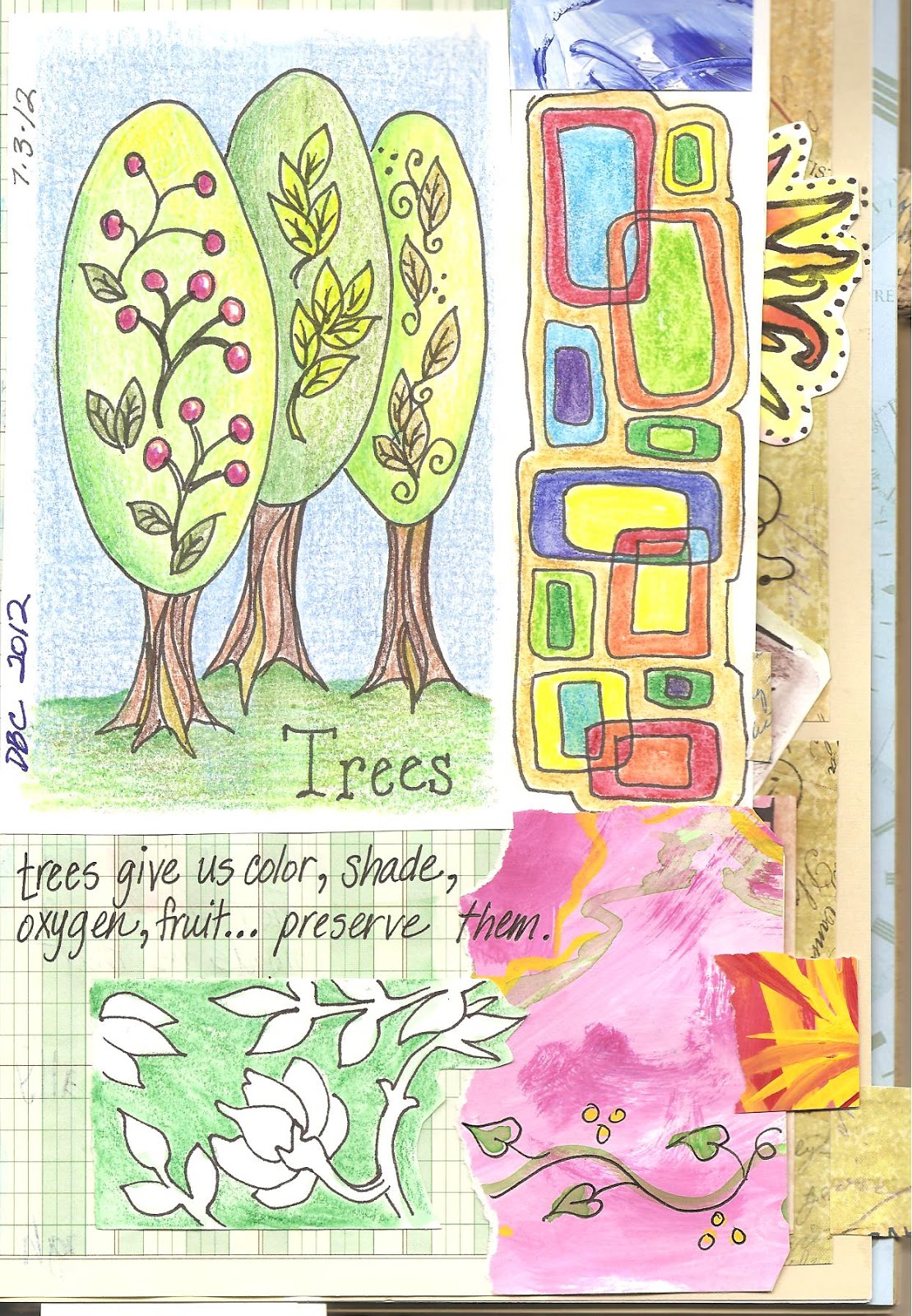 Art Beneath the Cottonwoods: Visual Journal Pages~collage and painting