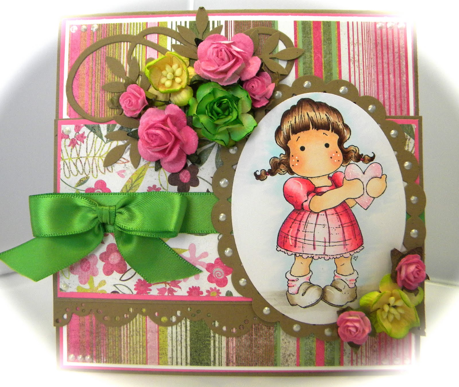 BasicGrey Challenges: Challenge 46........ Colour Combo - Hot Pink, Lime Green and Brown/Kraft