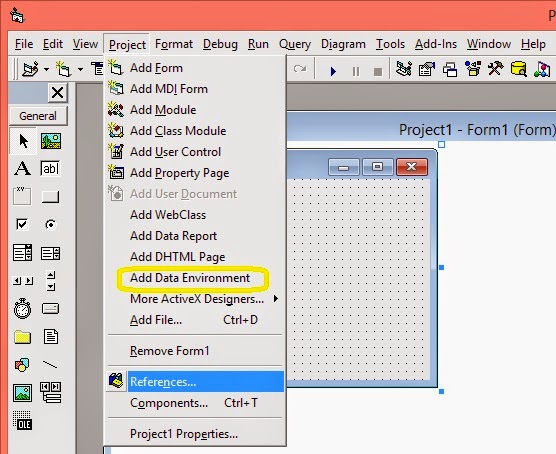 Accio Luck: Mengaktifkan Data Environment pada Microsoft Visual Basic 6.0