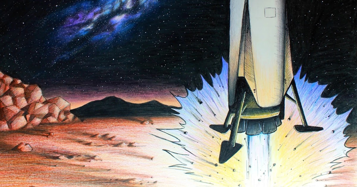Drawing of SpaceX ITS spaceship landing on Mars by Abby Garrett | human ...