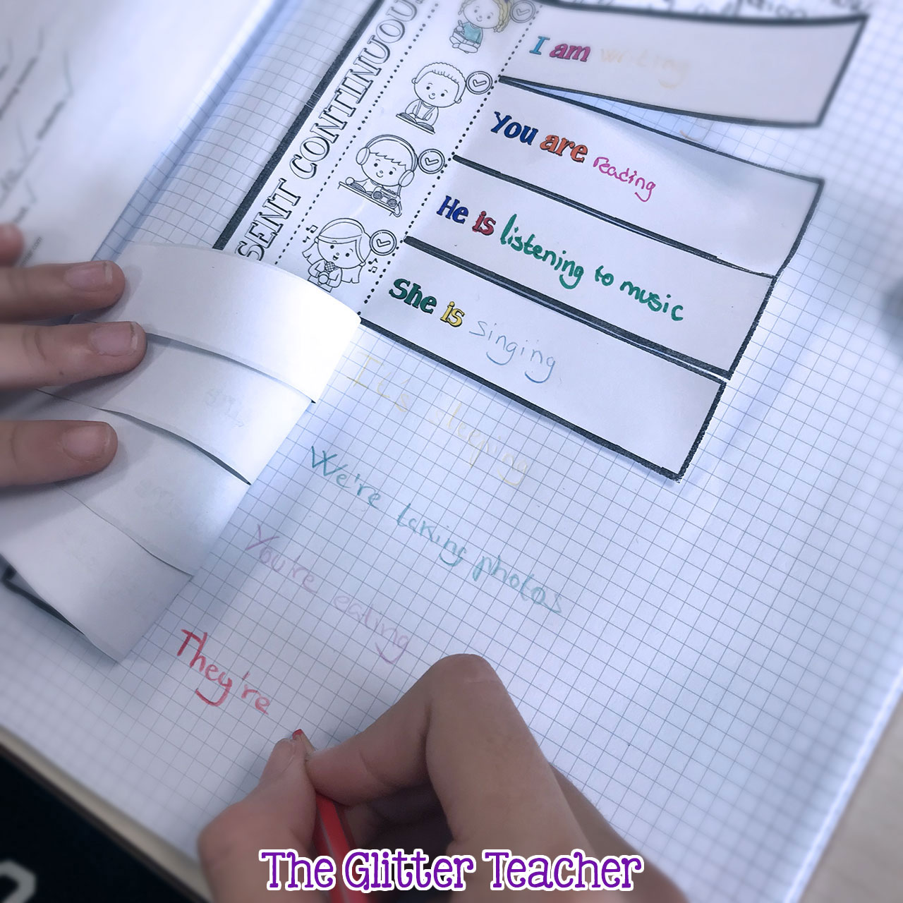 Presente Continuo - Imprimible para Libreta Interactiva - The Glitter Teacher