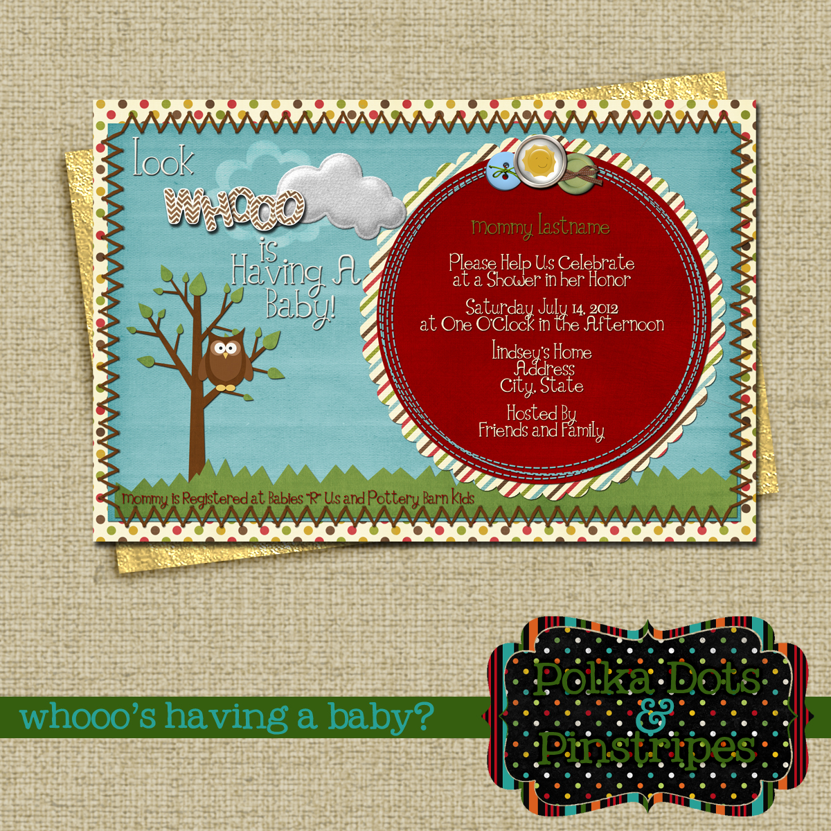 Polka Dots 'n Pinstripes: Baby Shower Invitations