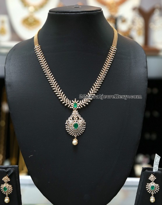 Simple Diamond Sets with Fancy Studs - Jewellery Designs