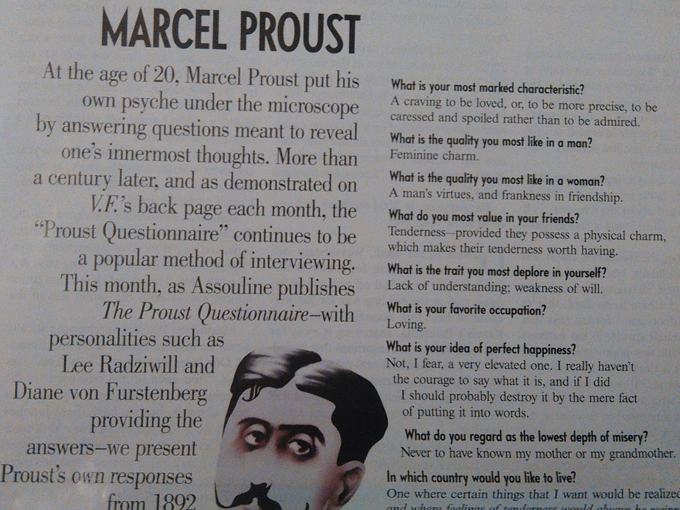 The GoFather Of Math: The Split Formation Of The Proust Questionnaire