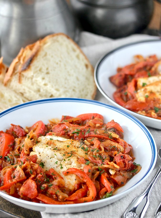 Braised Cod Peperonata for Two | Karen's Kitchen Stories