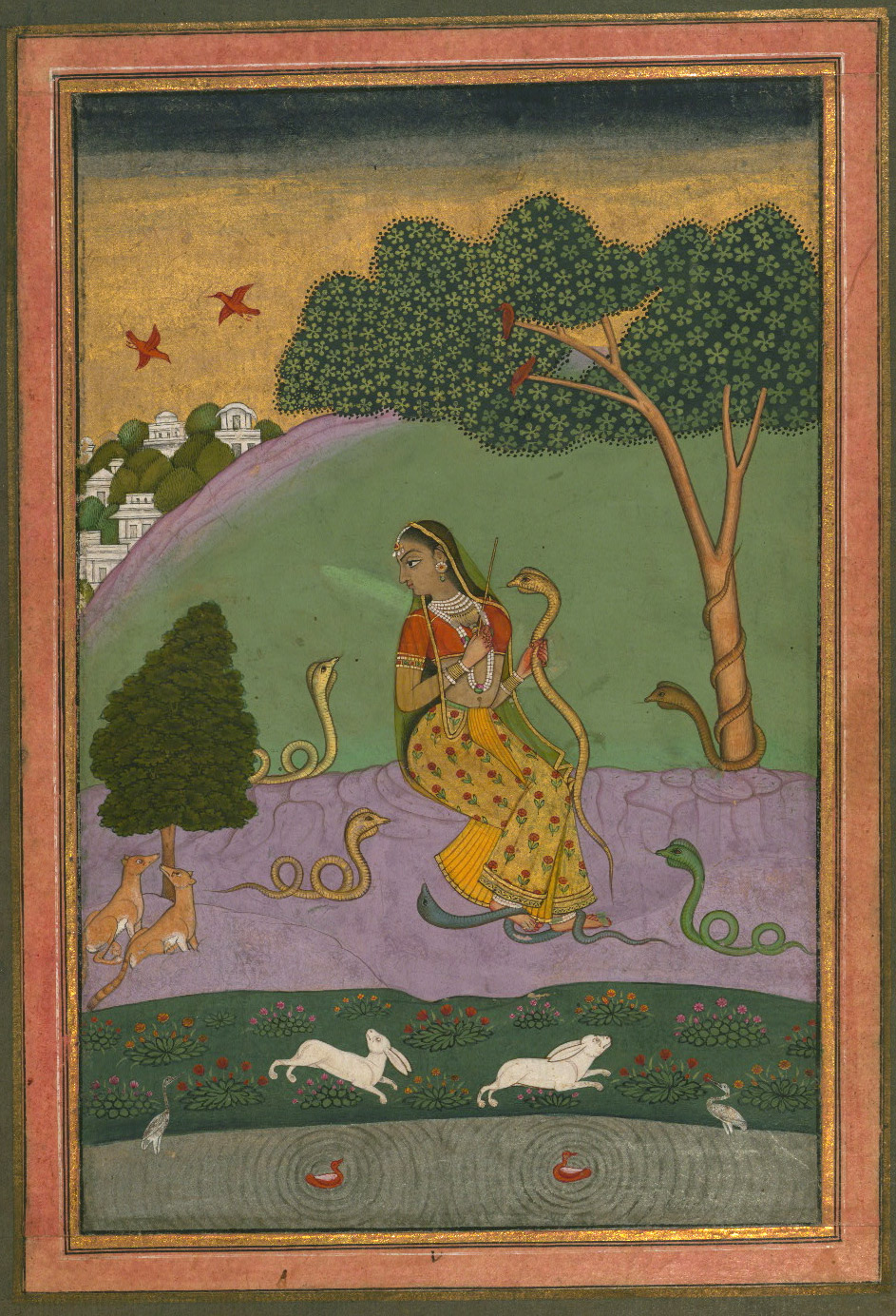 Asavari Ragini - Miniature Painting, Deccan school, Ragamala series ...