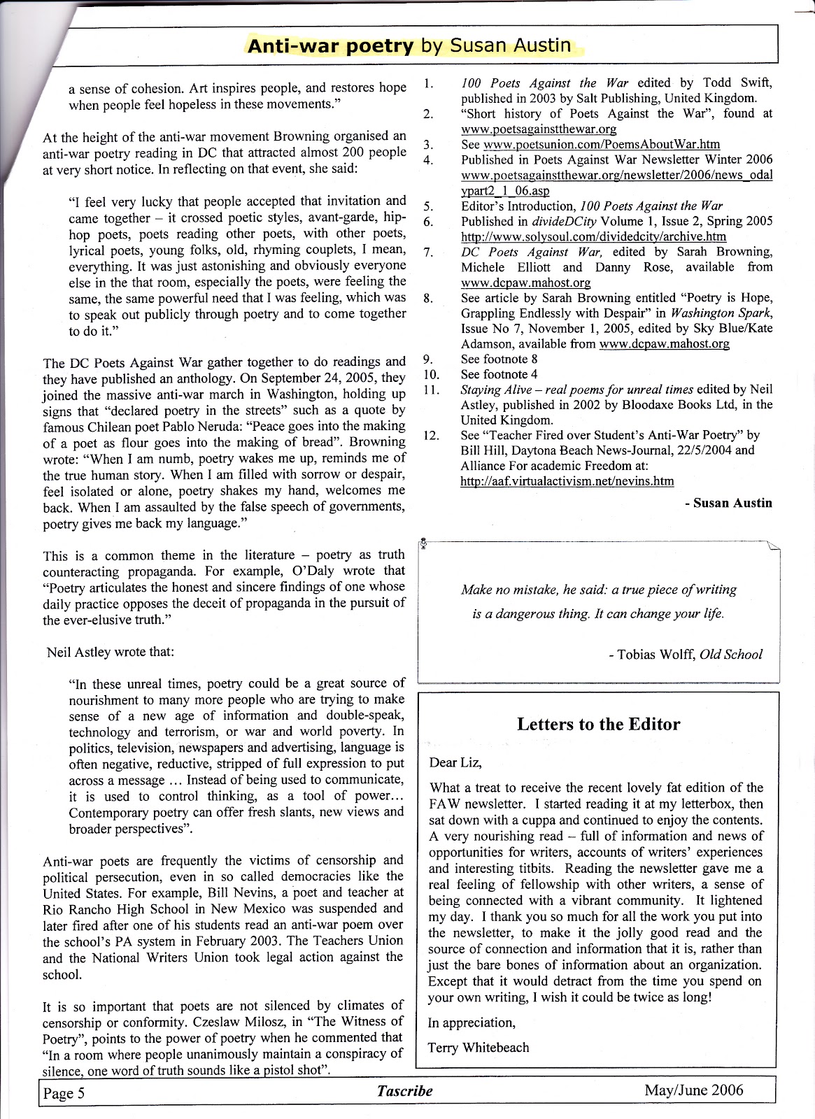 Susan Austin Poetry: 2012