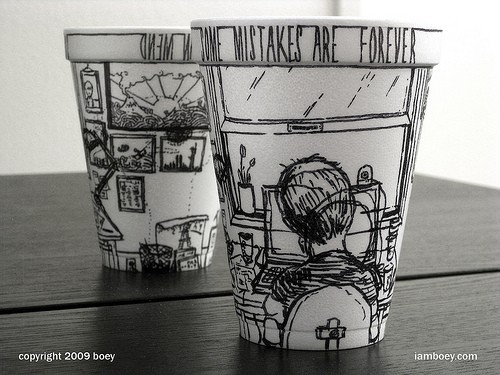 Gelas Styrofoam Dengan Lukisan Indah | Gosip Gambar