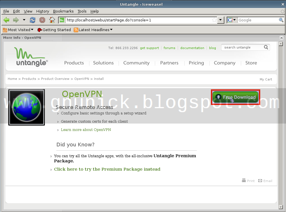 Instalando Un Servidor OpenVPN En Untangle | gnunick