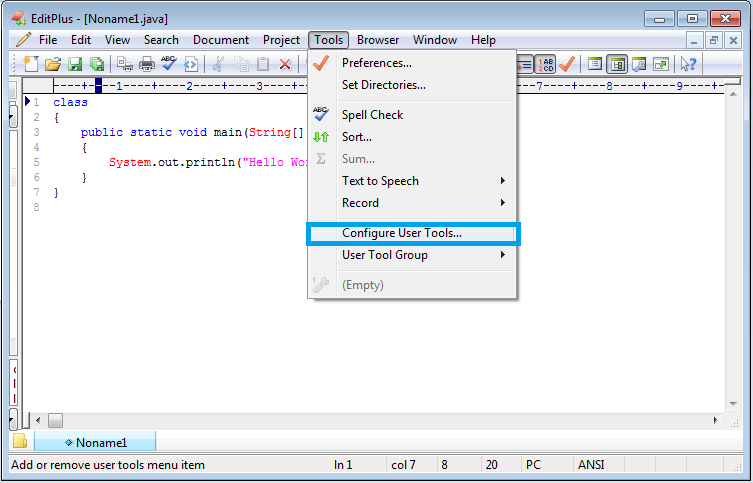 Net lo Java: Working with EditPlus Software
