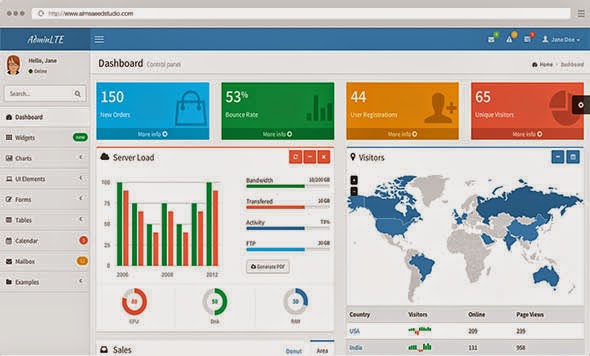 AdminLTE Dasboard and Control Panel Template | Free Template