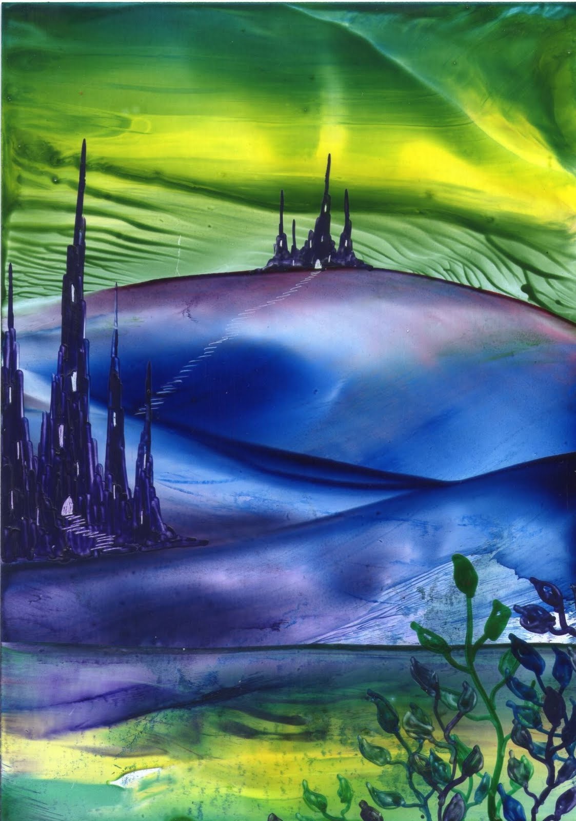 sarah's rainbow painting art portfolio: encaustic art paintings