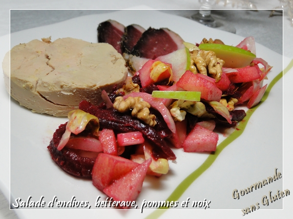 Salades d'endives, betterave, pomme et noix