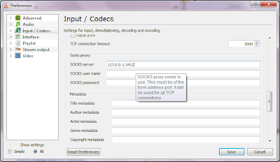 How to set proxy settings in VLC [http and SOCKS]