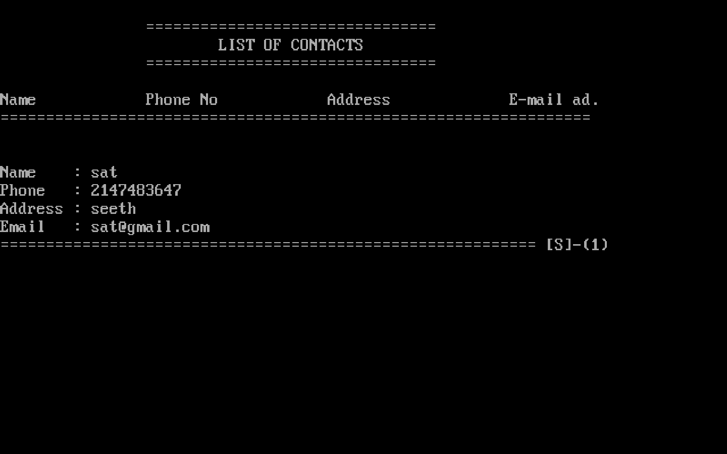 C Language: C program for Contact Management System