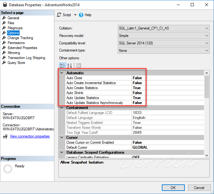德瑞克：SQL Server 學習筆記: Use Autostat (AUTO_UPDATE_STATISTICS), 認識 自動更新統計資料 (2)