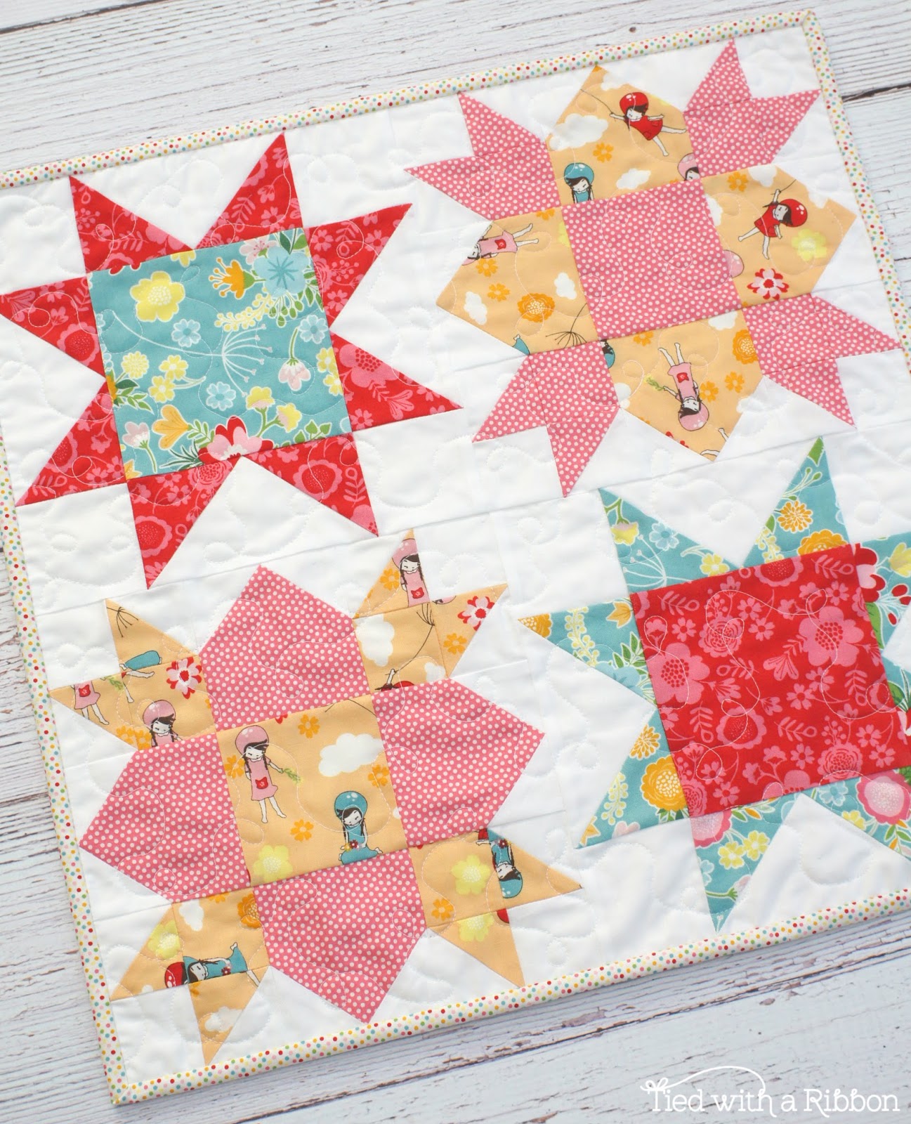 Tied with a Ribbon: Sweet Stars Sew Along - Machine and Free Motion ...