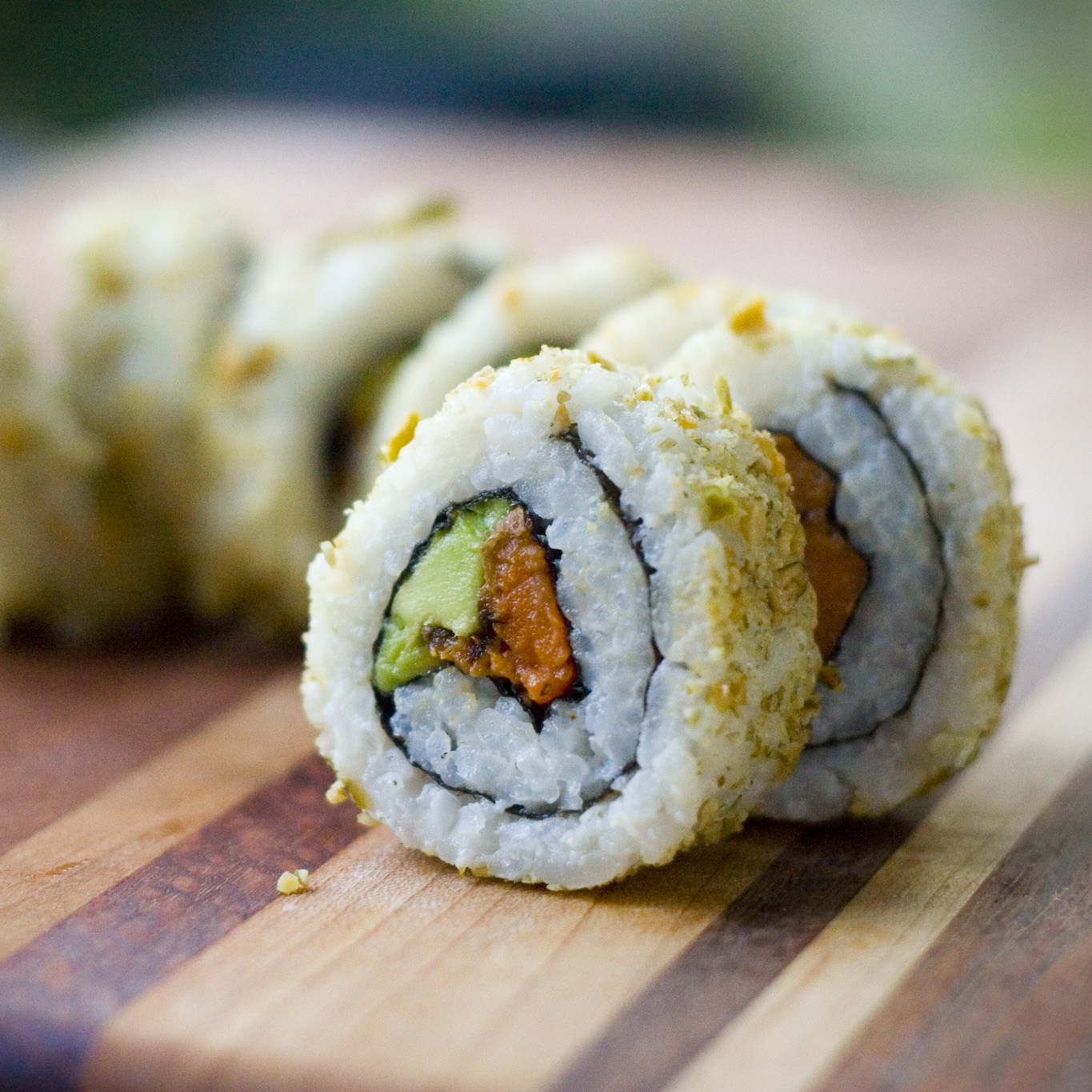 No Face Plate: Sweet Potato Avocado Rolls with Maple Tamari Reduction