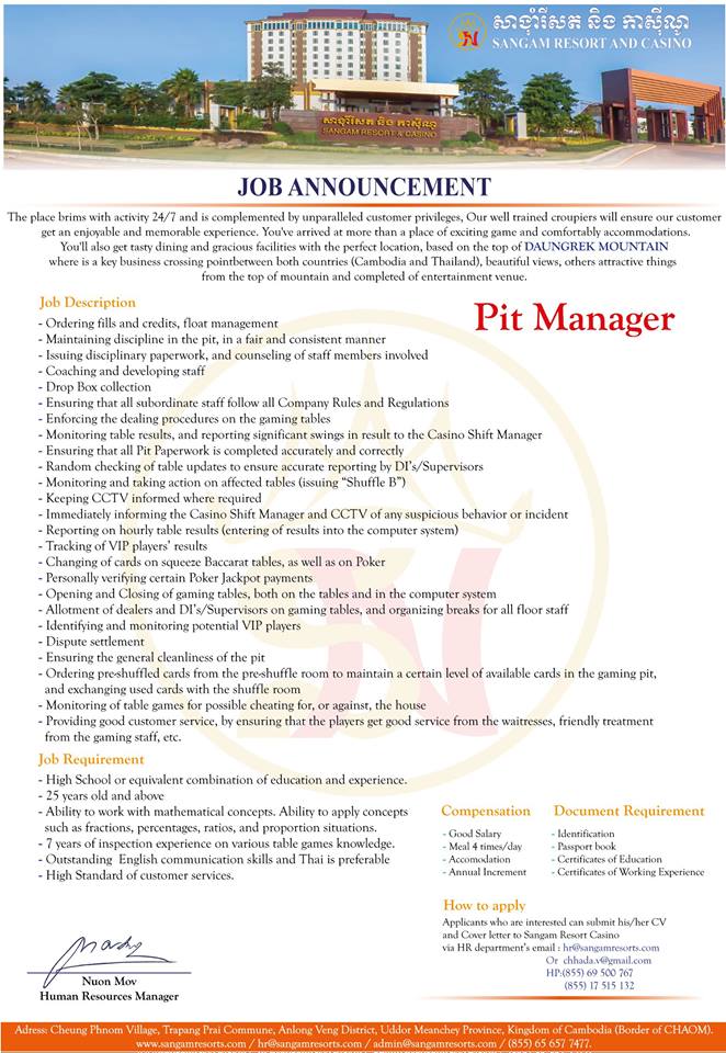 Job Recruitment for Pit Manager , Pit Supervisor and Cost controller