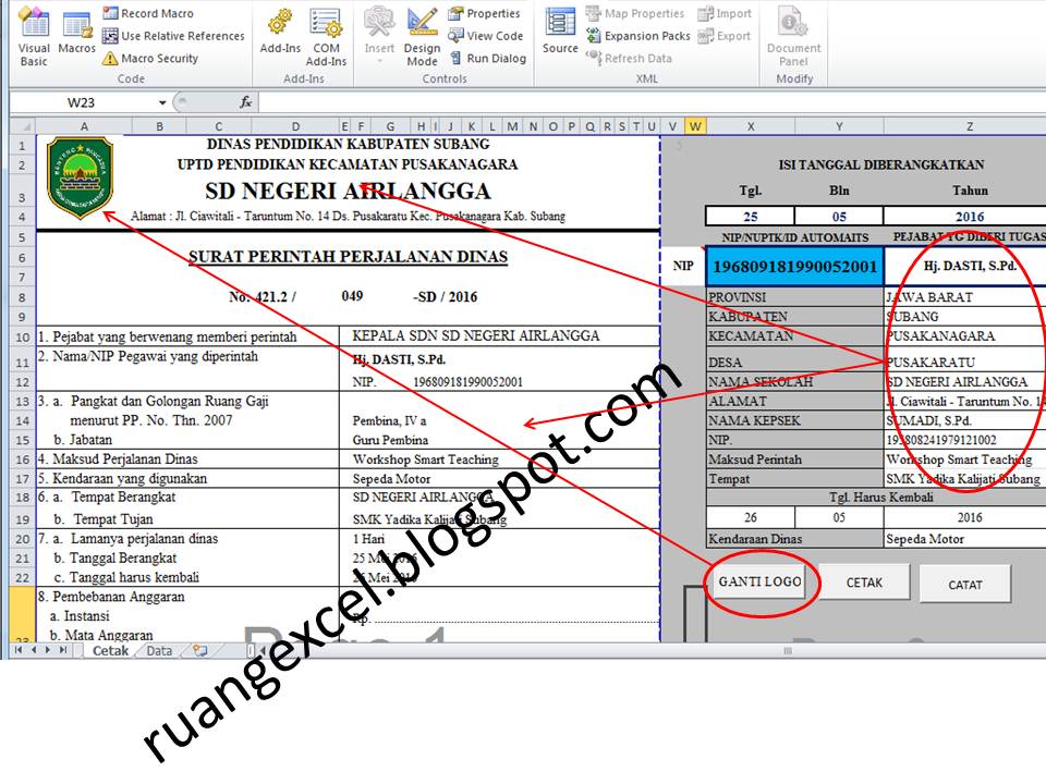 Aplikasi Cetak SPPD Terbaru Microsoft Excel - Ruang Excel