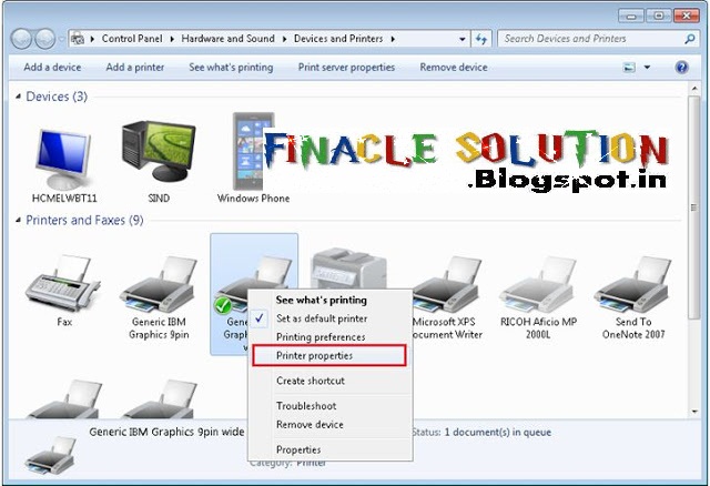 Passbook Printer Setting For DOP Finacle