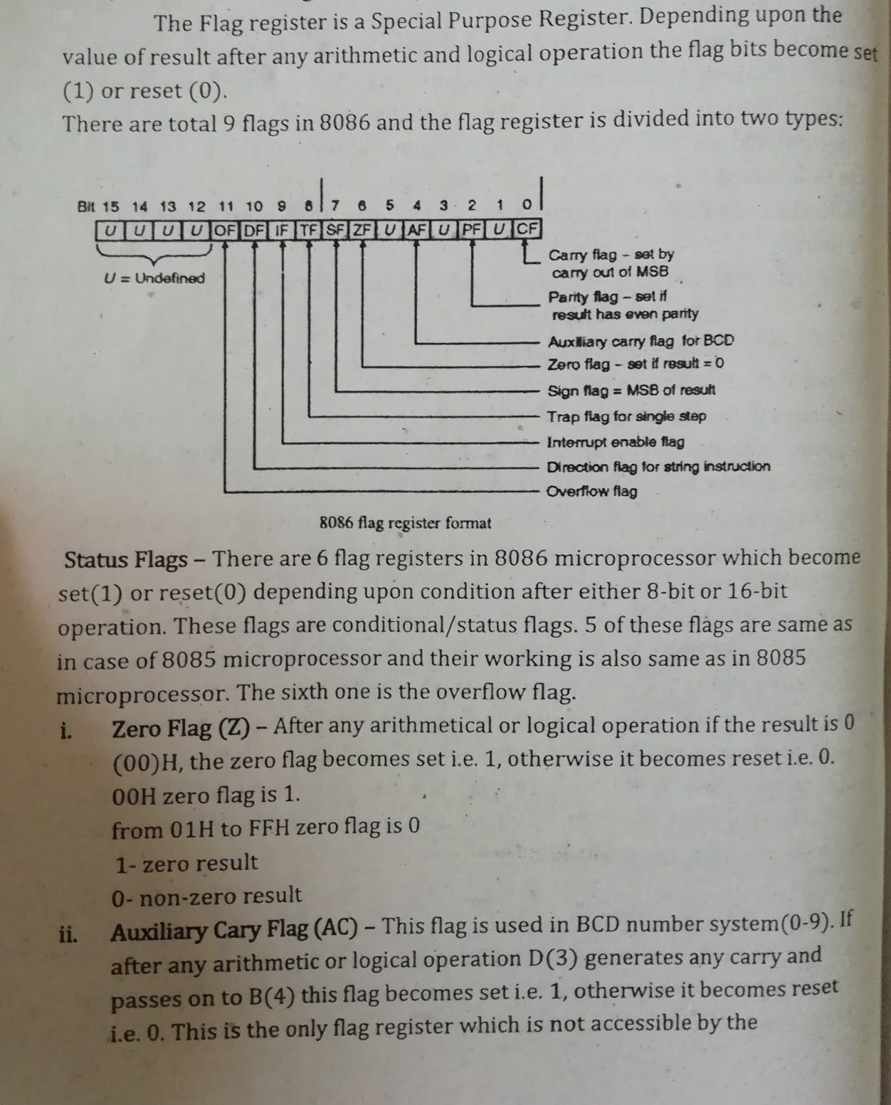 What is flag register? Describe 8086 flag register. - M.M.R cse