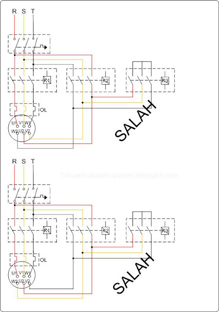 Rangkaian diagram garis star delta pada motor induksi AC 3 phasa ...