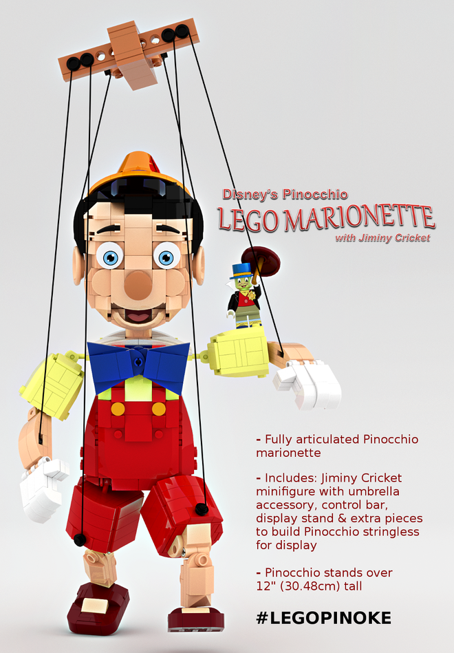 All Day Bricks: Disney's Pinocchio LEGO Marionette with Jiminy Cricket ...