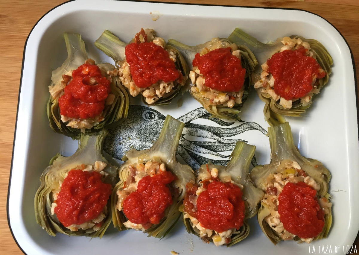 Alcachofas rellenas con pollo | La Taza de Loza