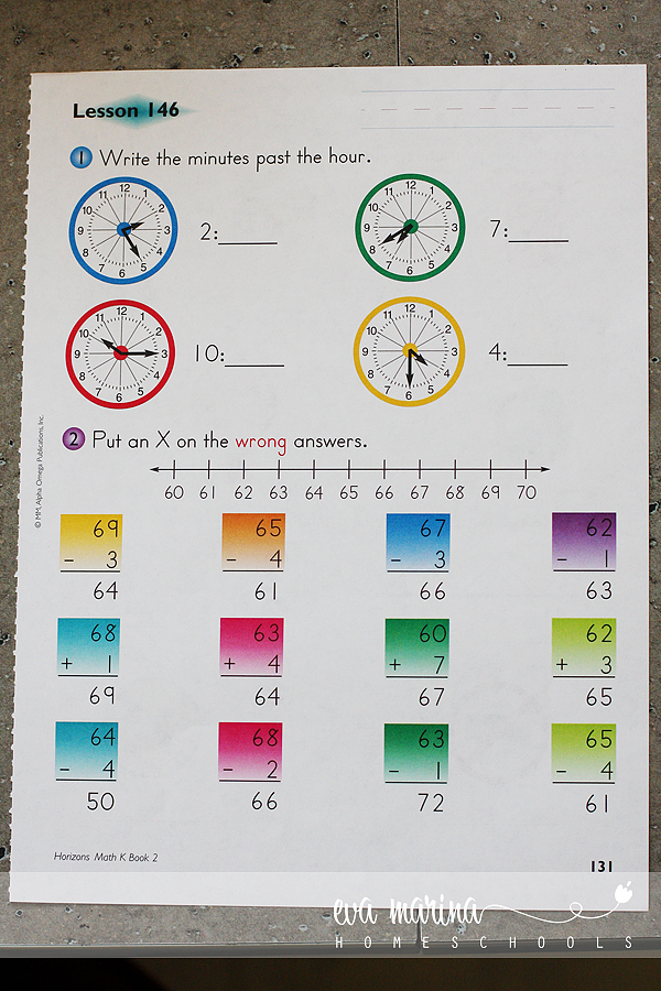 Eva Marina Homeschools: Curriculum Review | Horizons Math K