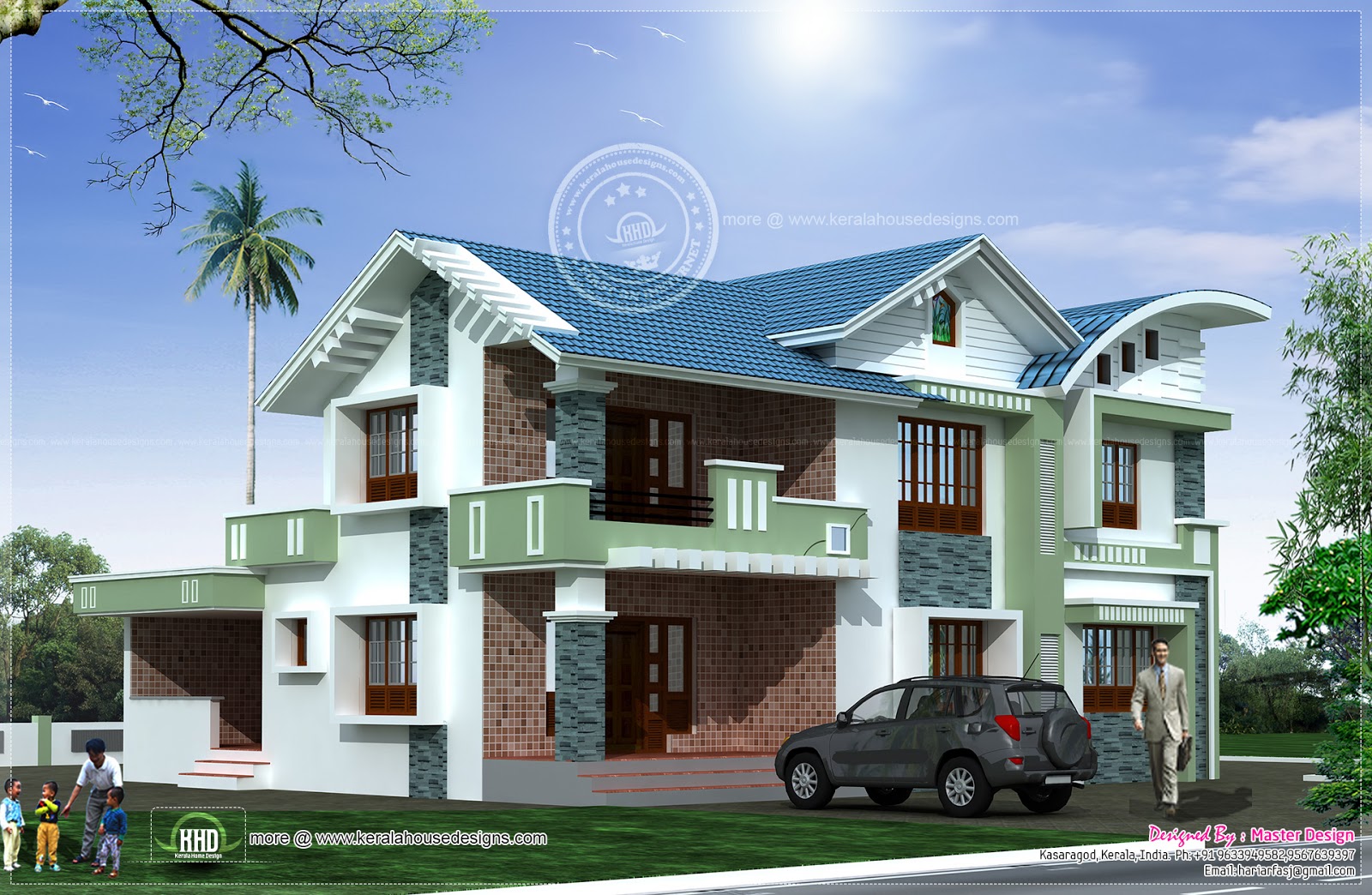 Modern mixed roof villa design | House Design Plans