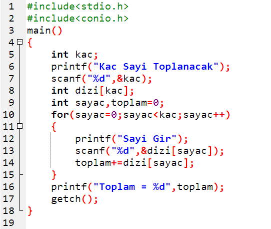 Web Tasarım & Yazılım: C Dilinde Dizi Örneği