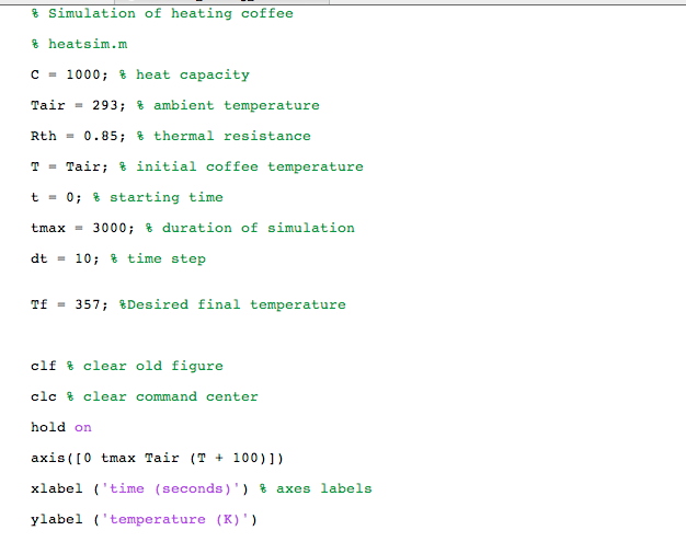 ENGR 160: Eunice Paik's Blog: MATLAB Thermal Systems Part 1